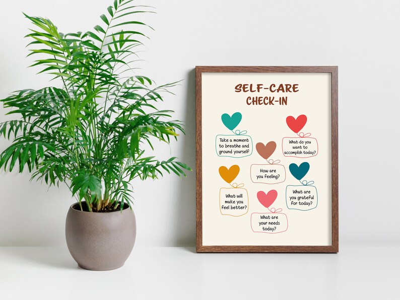 Self Care Check in Poster Daily Checklist Therapy Office - Etsy