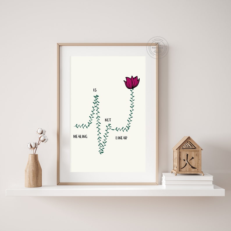 Healing is Not Linear Printable Wall Art Mental Health | Etsy