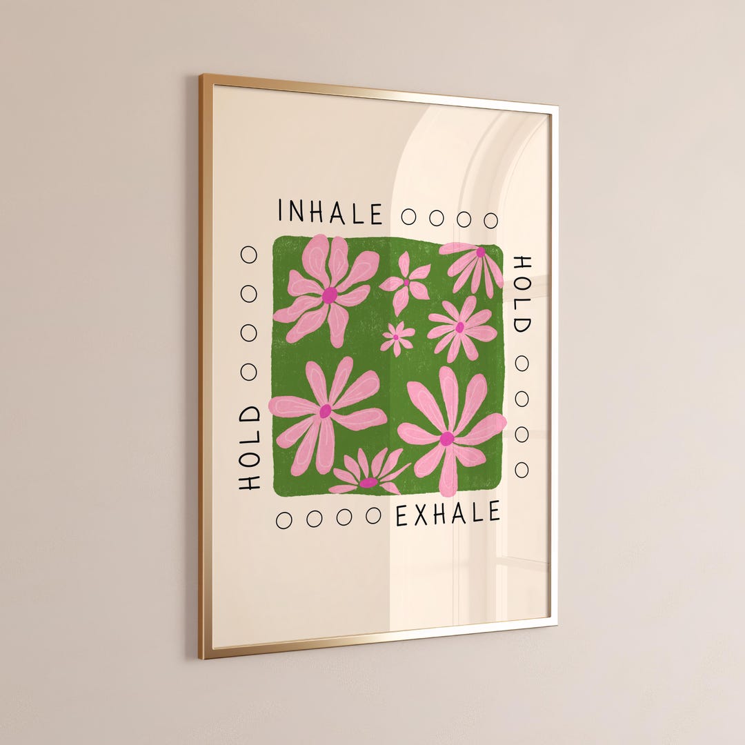 Mindful Breathing, Inhale Exhale Print, Therapy Office Decor, Box ...