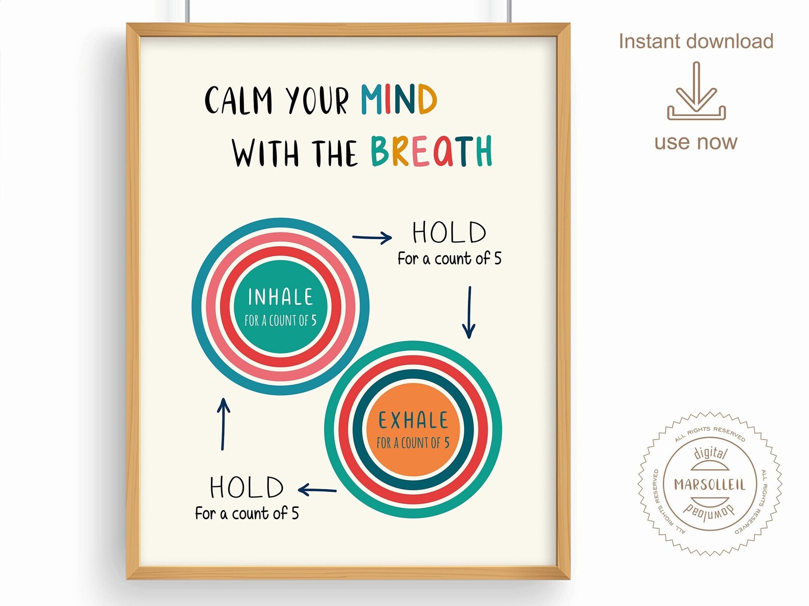 Mindful Breathing Poster, Grounding Exercises, Box Breathing, Anxiety ...