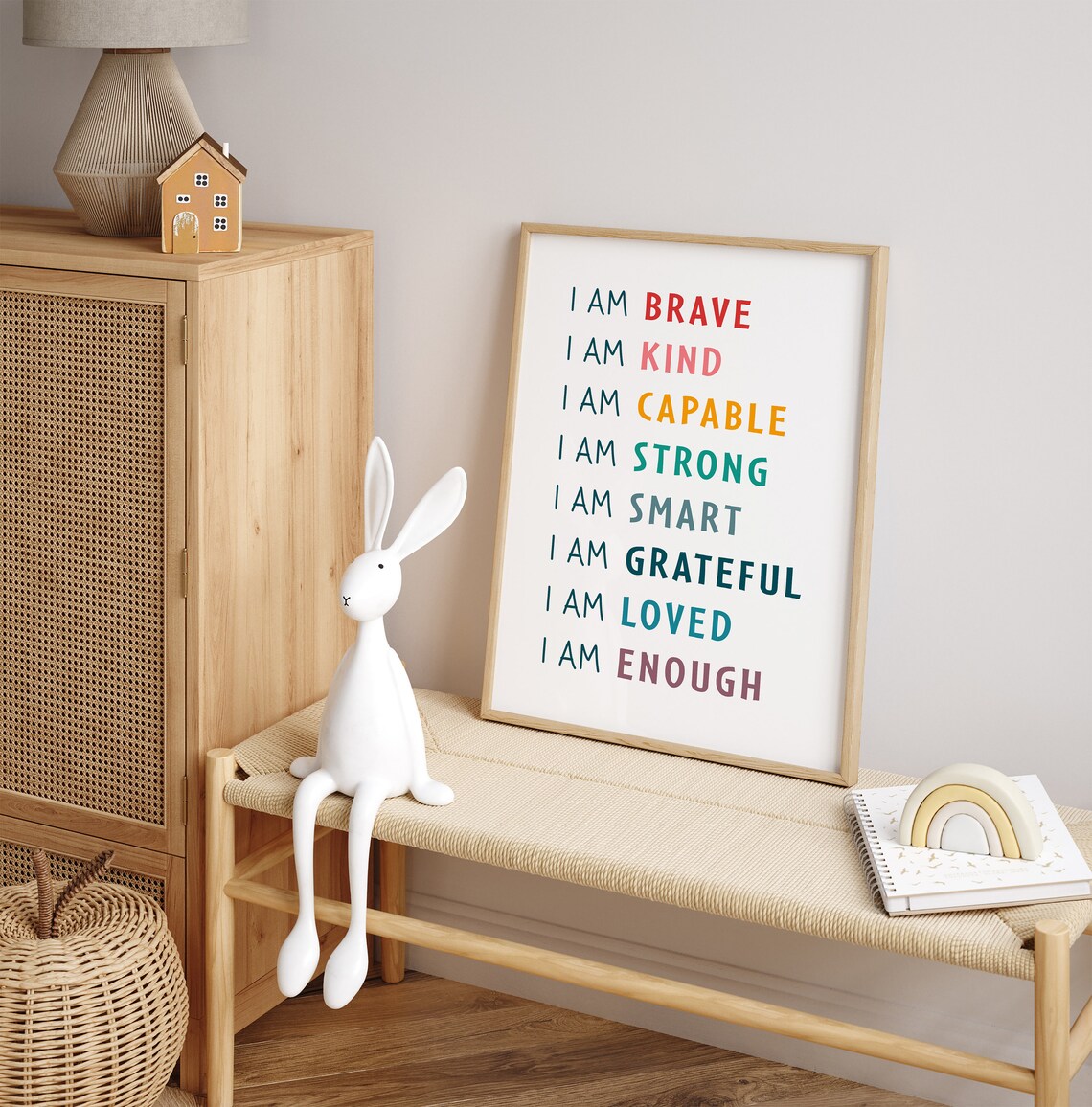 Affirmations Poster, I Am Kind Smart Loved, Mental Health Check In ...