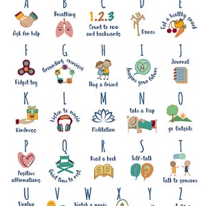 Coping Skills Alphabet Poster School Counselor Office Decor | Etsy