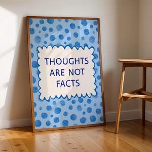 Thoughts Are Not Facts, Mental Health Wall Art Blue, Therapy Office ...