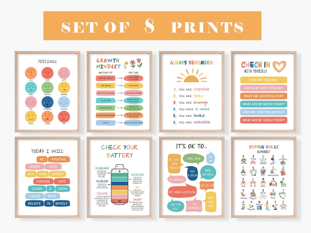 Mental Health Posters Set of 8 Psychology Prints for Kids - Etsy