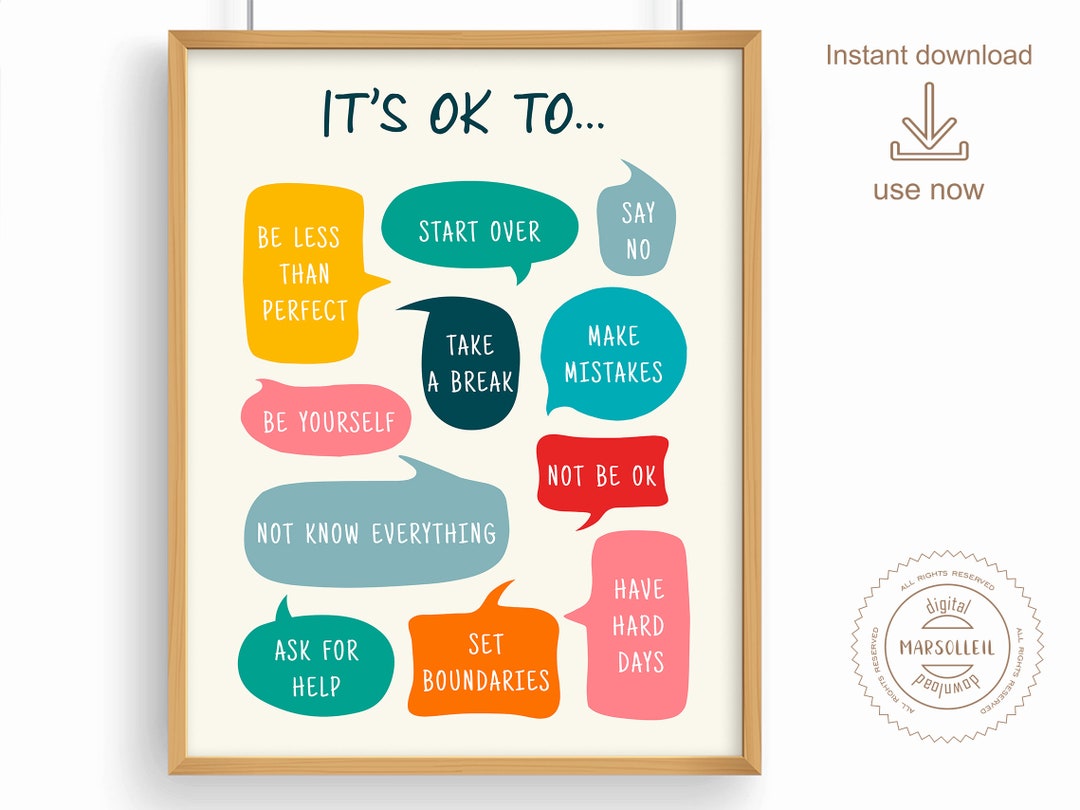 Its OK to Not Be OK Mental Health Poster School Counselor - Etsy