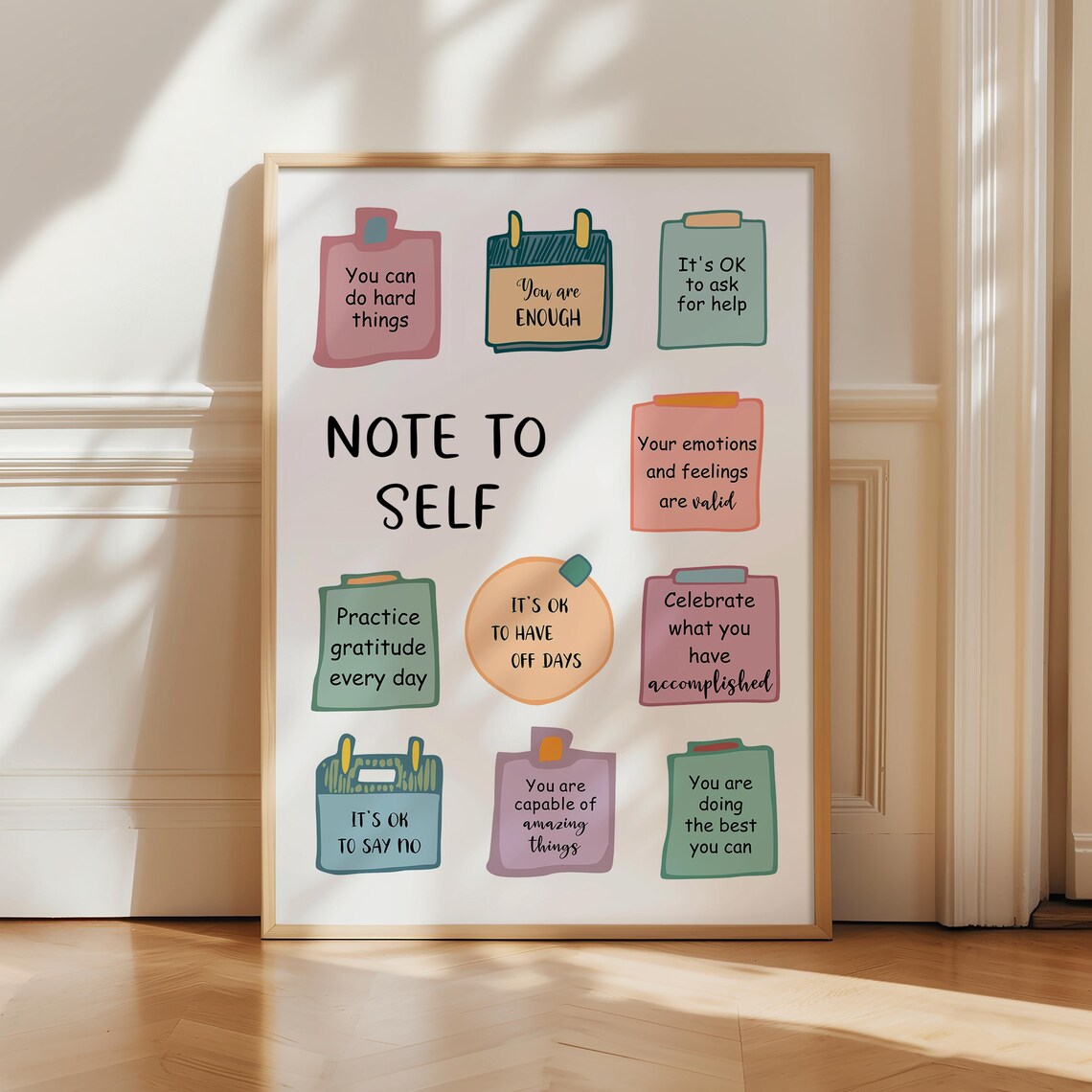 Note to Self Poster, Therapy Office Wall Art, Mental Health, Self ...
