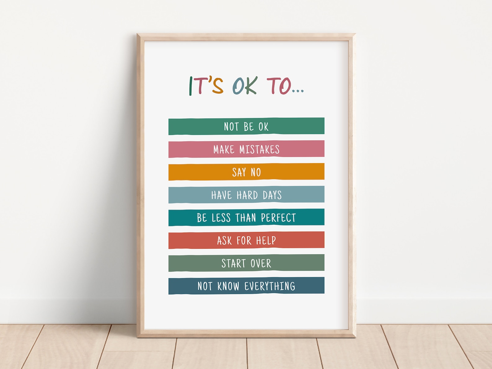 Its OK to Poster, Mental Health, Its Okay Art Print, Its OK to Not Be ...