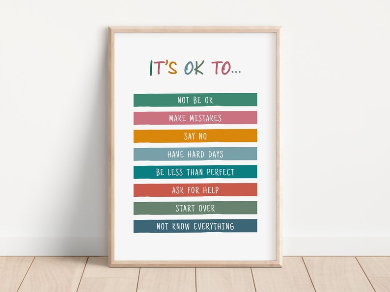 Its OK to Poster, Mental Health, Its Okay Art Print, Its OK to Not Be ...