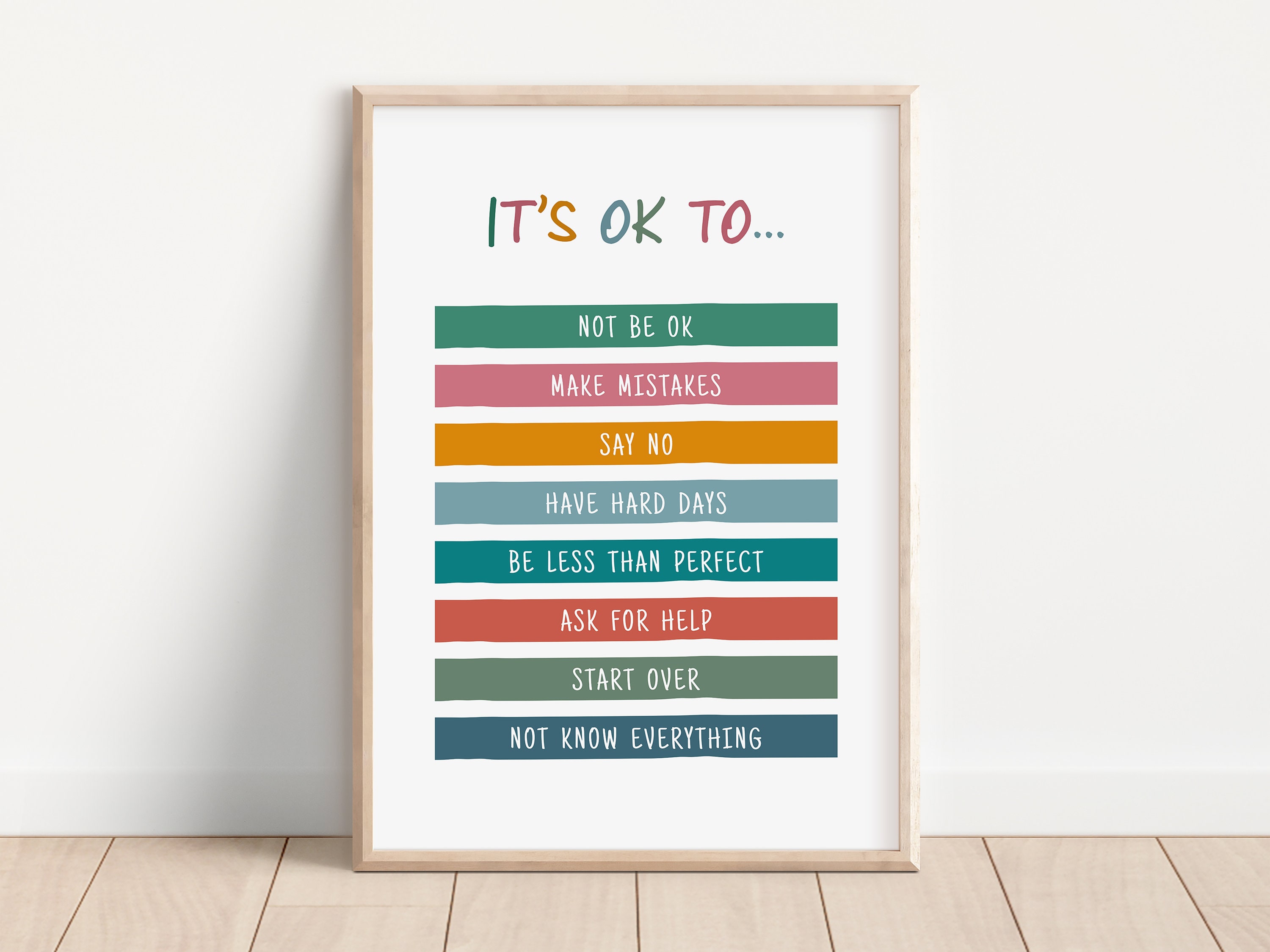 Its OK to Poster, Mental Health, Its Okay Art Print, Its OK to Not Be ...