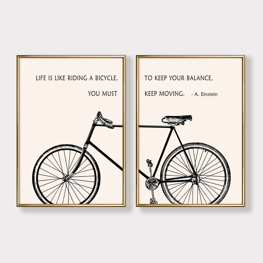 Life is Like Riding a Bike, Einstein Quote Printable Black, Bicycle Art ...