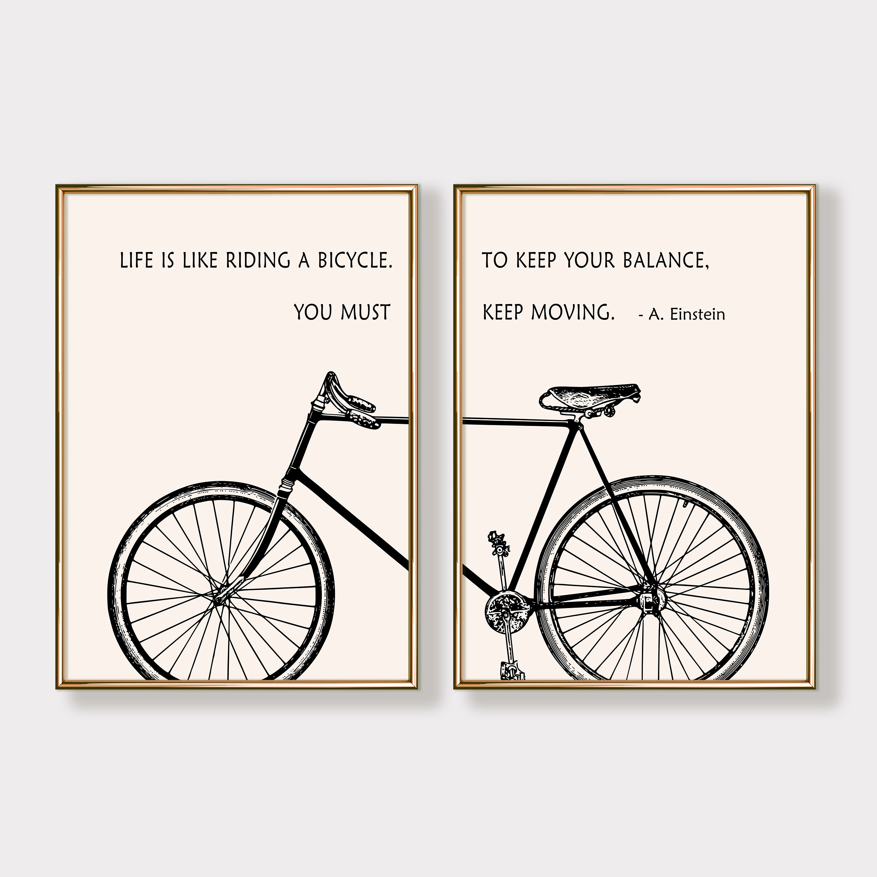 Life is Like Riding a Bike, Einstein Quote Printable Black, Bicycle Art ...