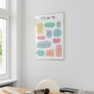 Mental Health Poster, Its OK to Not Be OK, Its Okay to Say No, to Make ...