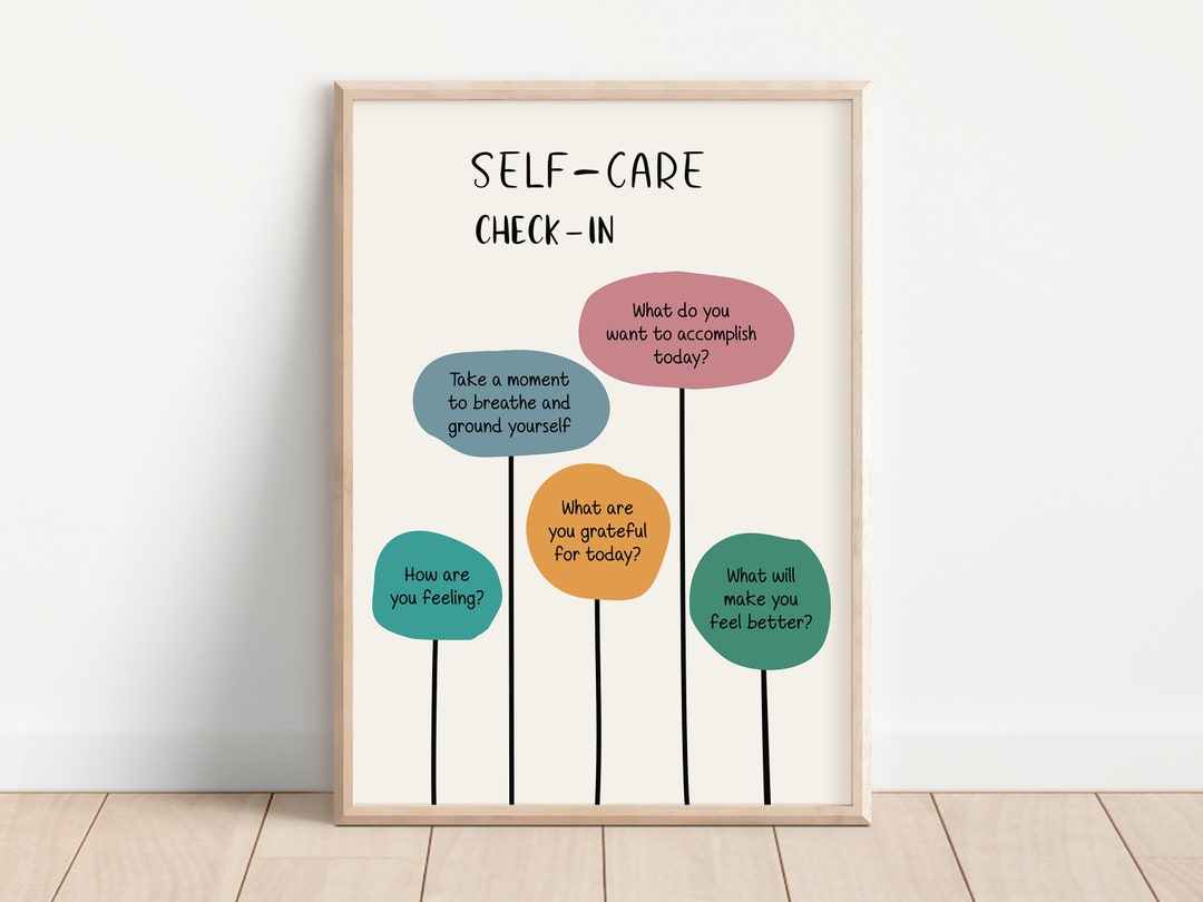 Self Care Check In, Daily Checklist, Self Care Art Prints, Mental ...