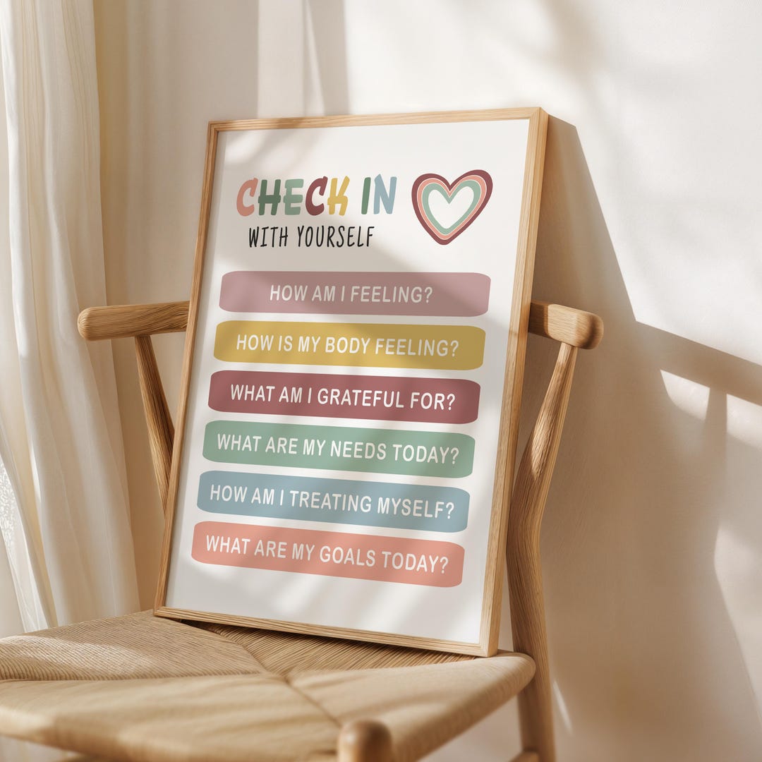 Mental Health Check In, Check in With Yourself Poster, Daily Check-in ...
