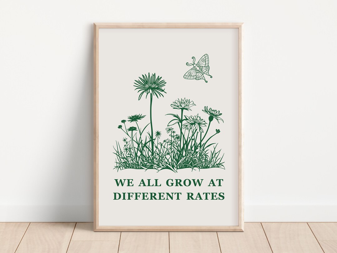 We All Grow at Different Rates, Retro Green Mental Health Poster ...