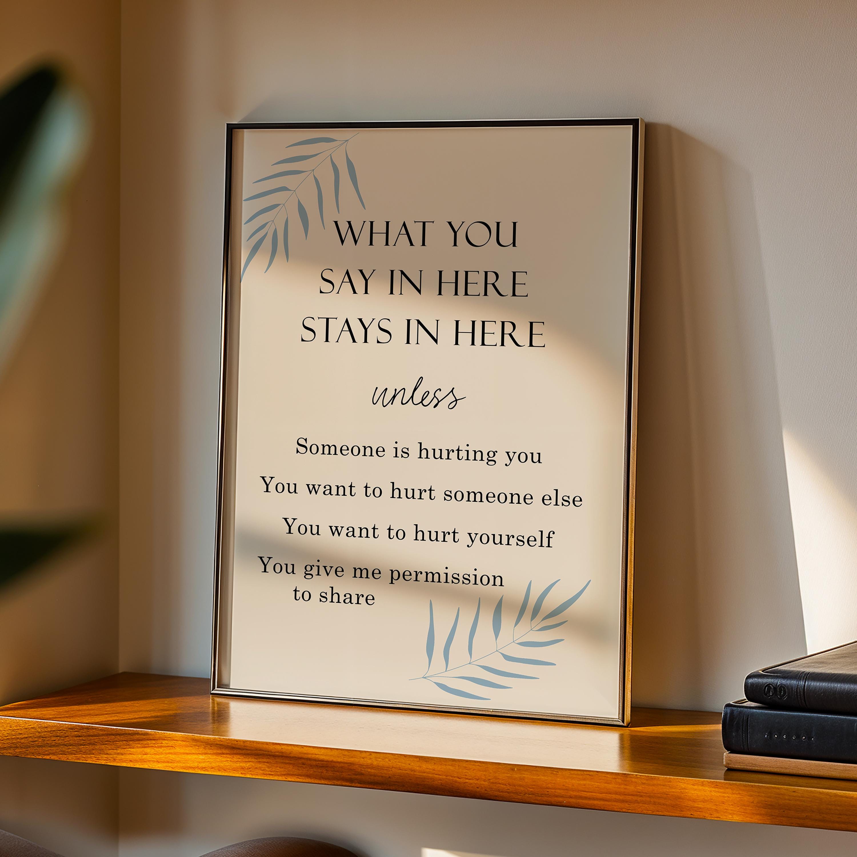 What You Say in Here Stays in Here, Psychology Art Print ...