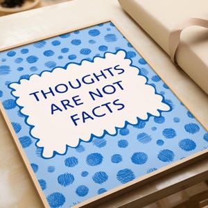 Thoughts Are Not Facts, Mental Health Wall Art Blue, Therapy Office ...