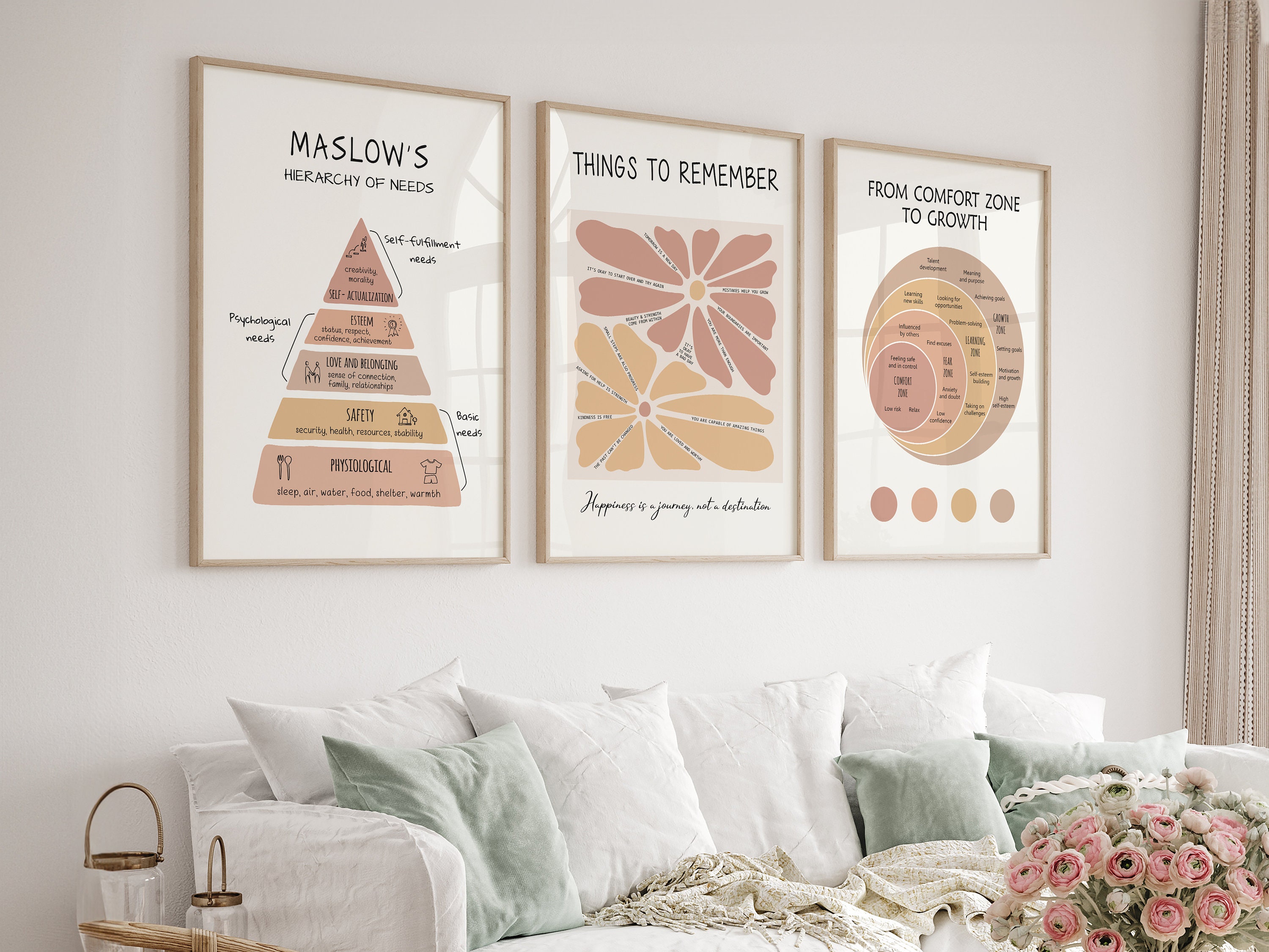 Mental Health Posters for Therapy Office Decor, Set of 3 Psychology Art ...
