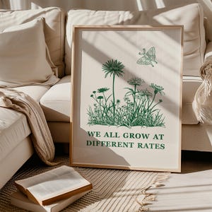 We All Grow at Different Rates, Retro Green Mental Health Poster ...