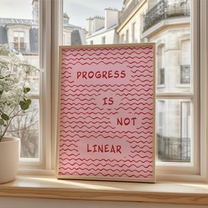 Progress is Not Linear, Mental Health Wall Art, Positive Thinking ...