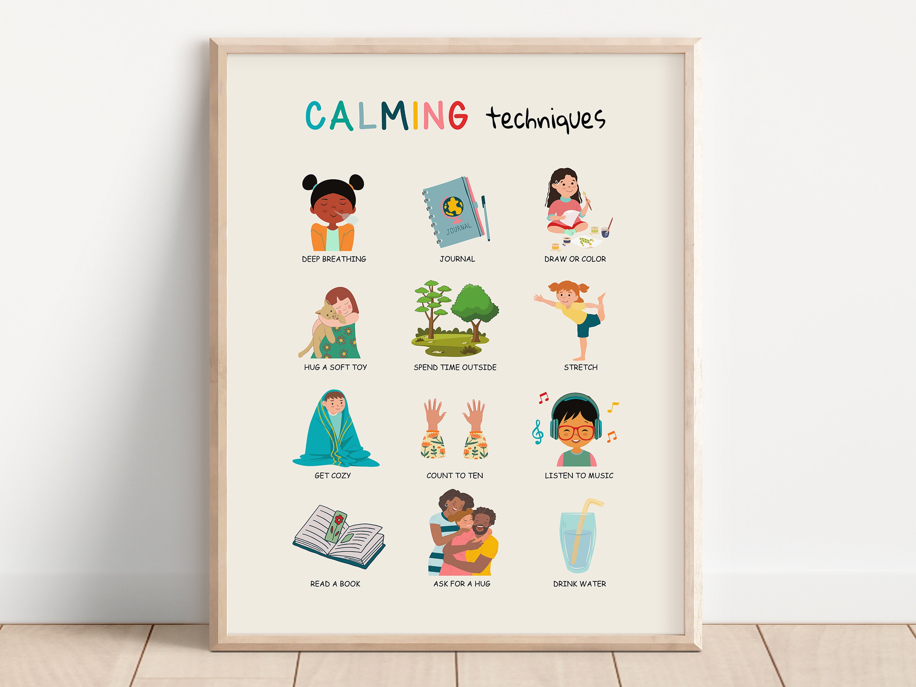Calming Techniques Poster Coping Skills for Kids Calm - Etsy