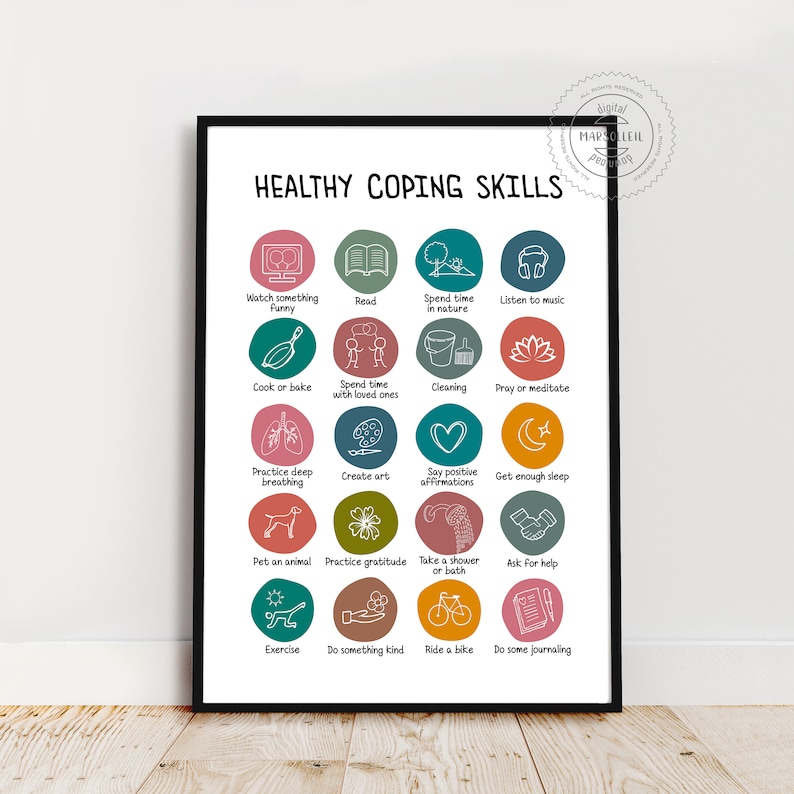 Healthy Coping Skills Poster Therapy Office Decor School | Etsy