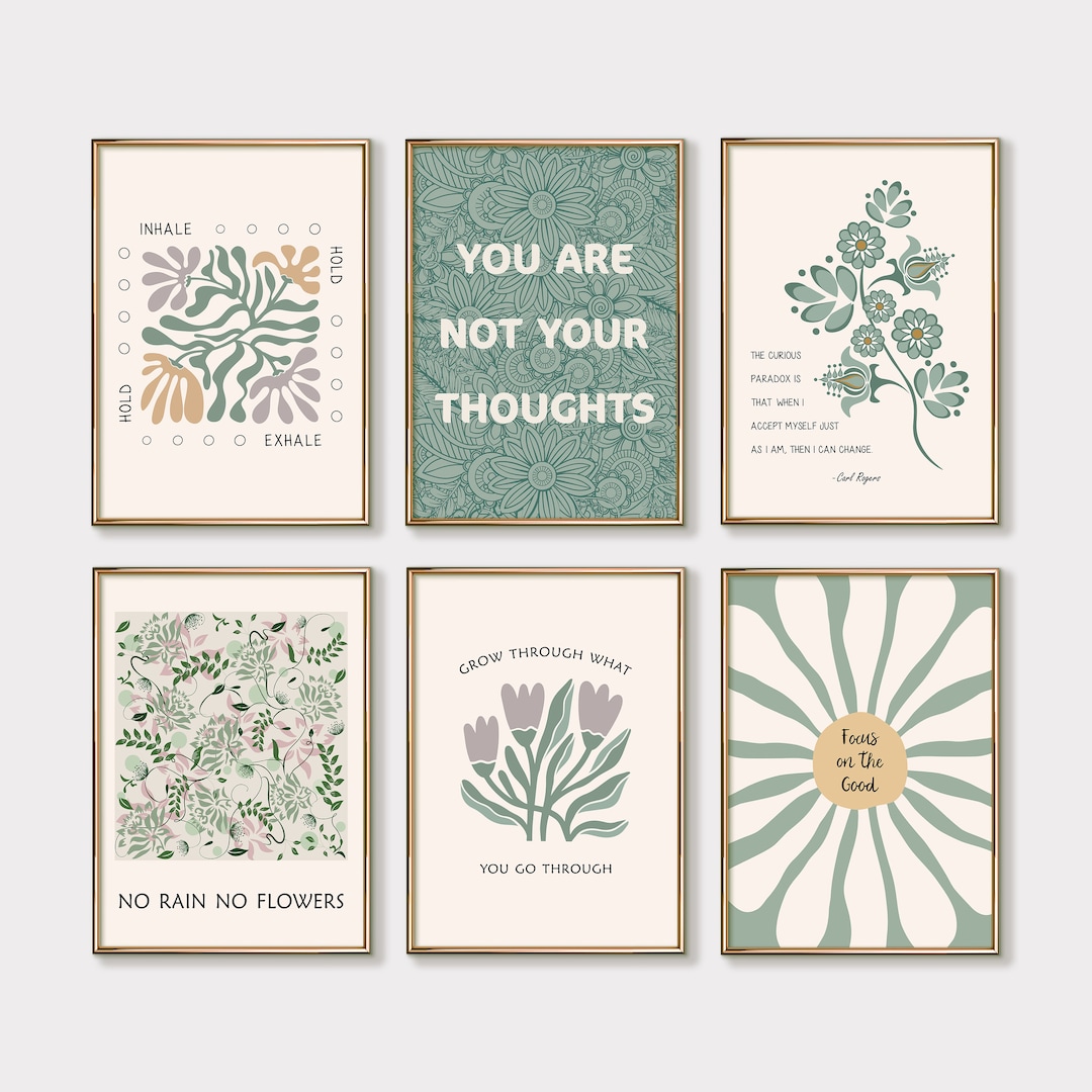 Set of 6 Mental Health Prints, Psychology Posters, Printable Wall Art ...