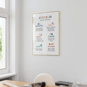Daily Check-in Poster, Daily Checklist, Therapy Office Decor, School ...