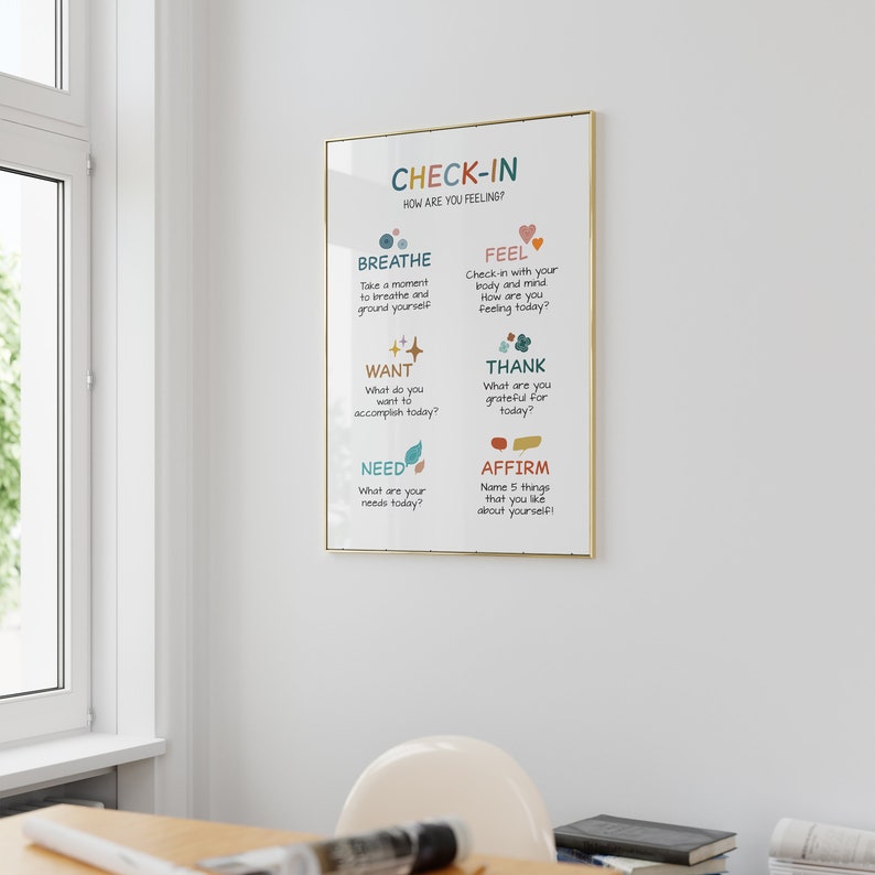 Daily Check-in Poster, Daily Checklist, Therapy Office Decor, School ...