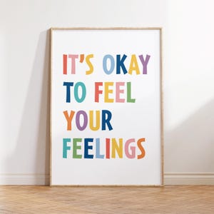 Its Okay to Feel Your Feelings, Mental Health Poster, Affirmation Wall ...