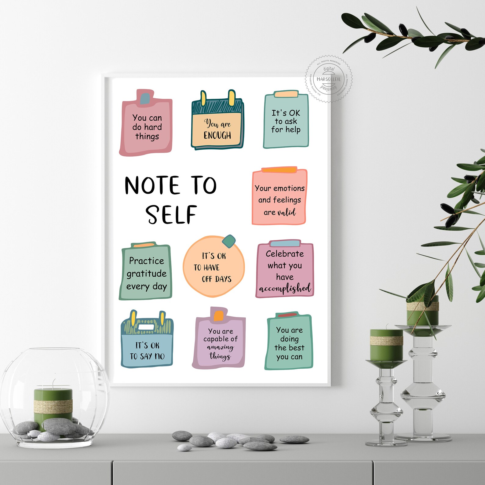 Note to Self Poster Therapy Office Wall Art Mental Health - Etsy