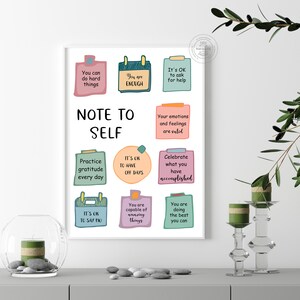 Note to Self Poster Therapy Office Wall Art Mental Health - Etsy