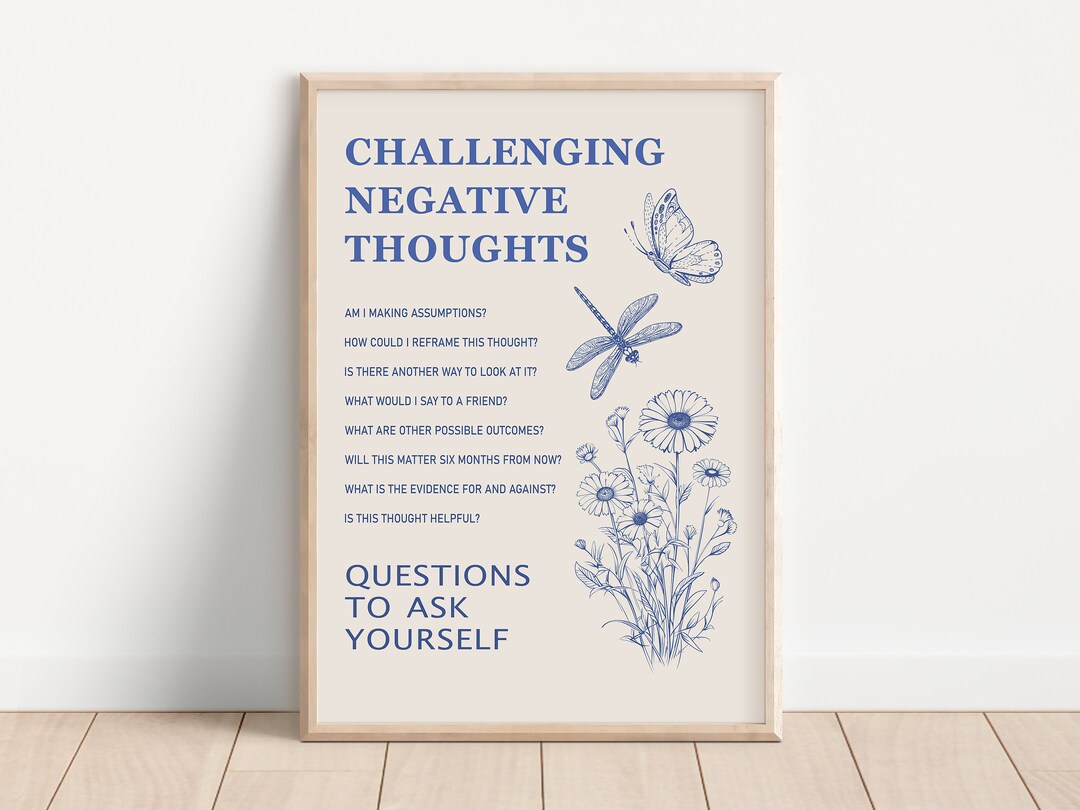 Challenging Negative Thoughts Printable, Mental Health Art Print ...
