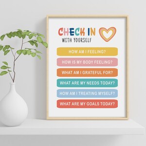 Check in With Yourself Poster, Mental Health Check In, Daily Checklist ...