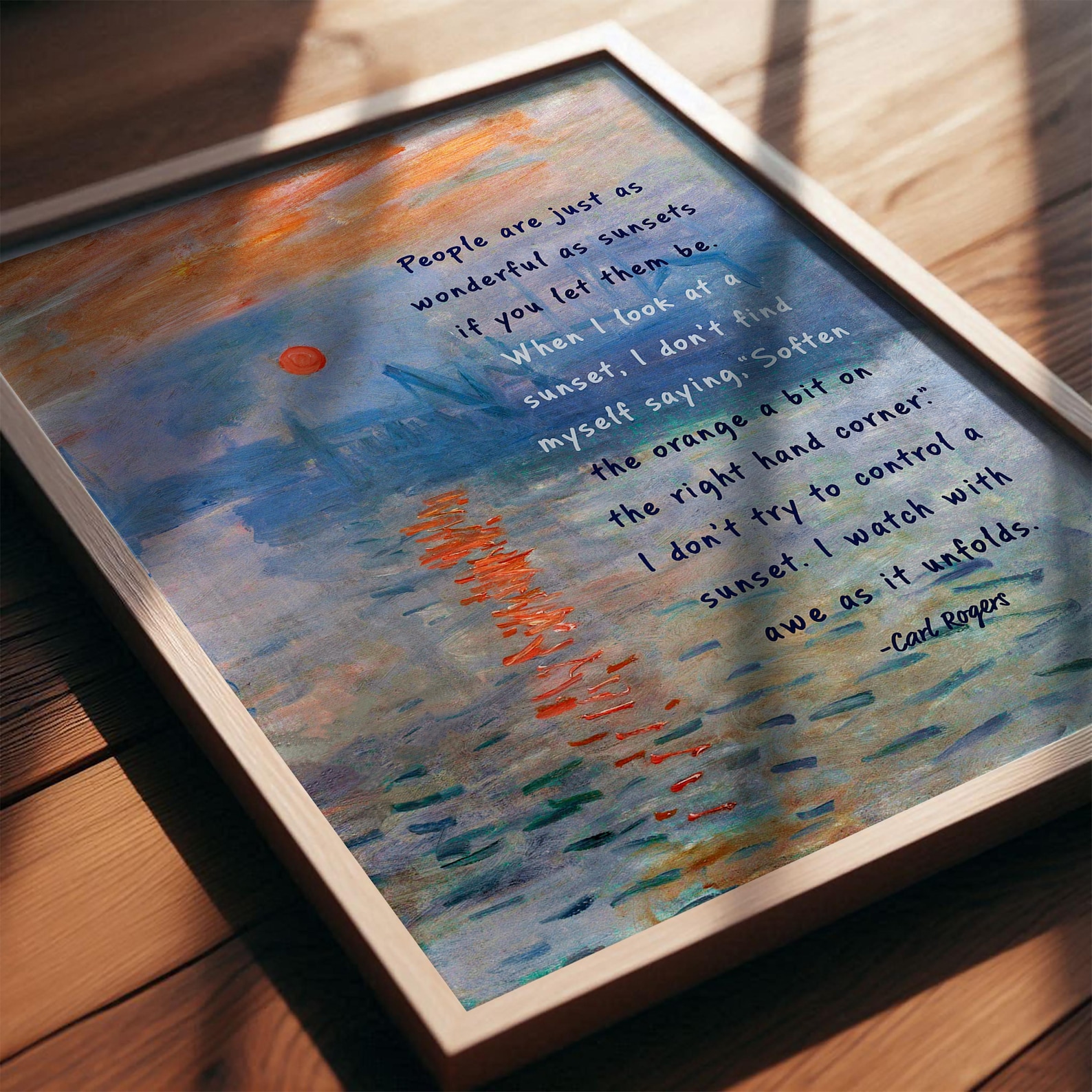 Carl Rogers Sunset Quote, Mental Health Wall Art, Mental Health Quotes ...