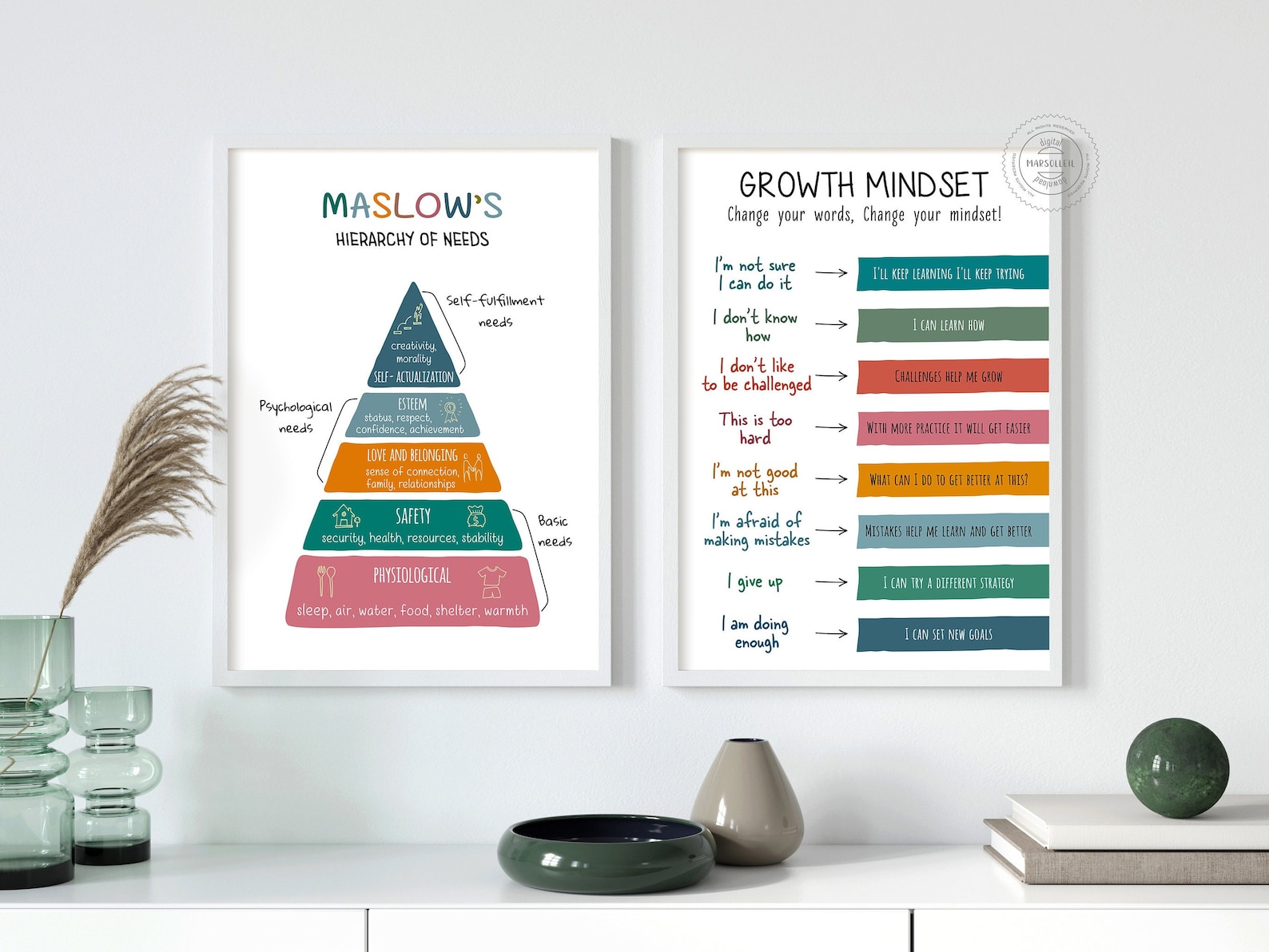 Set of 12 Prints for Therapy Office, Mental Health Posters, Psychology ...