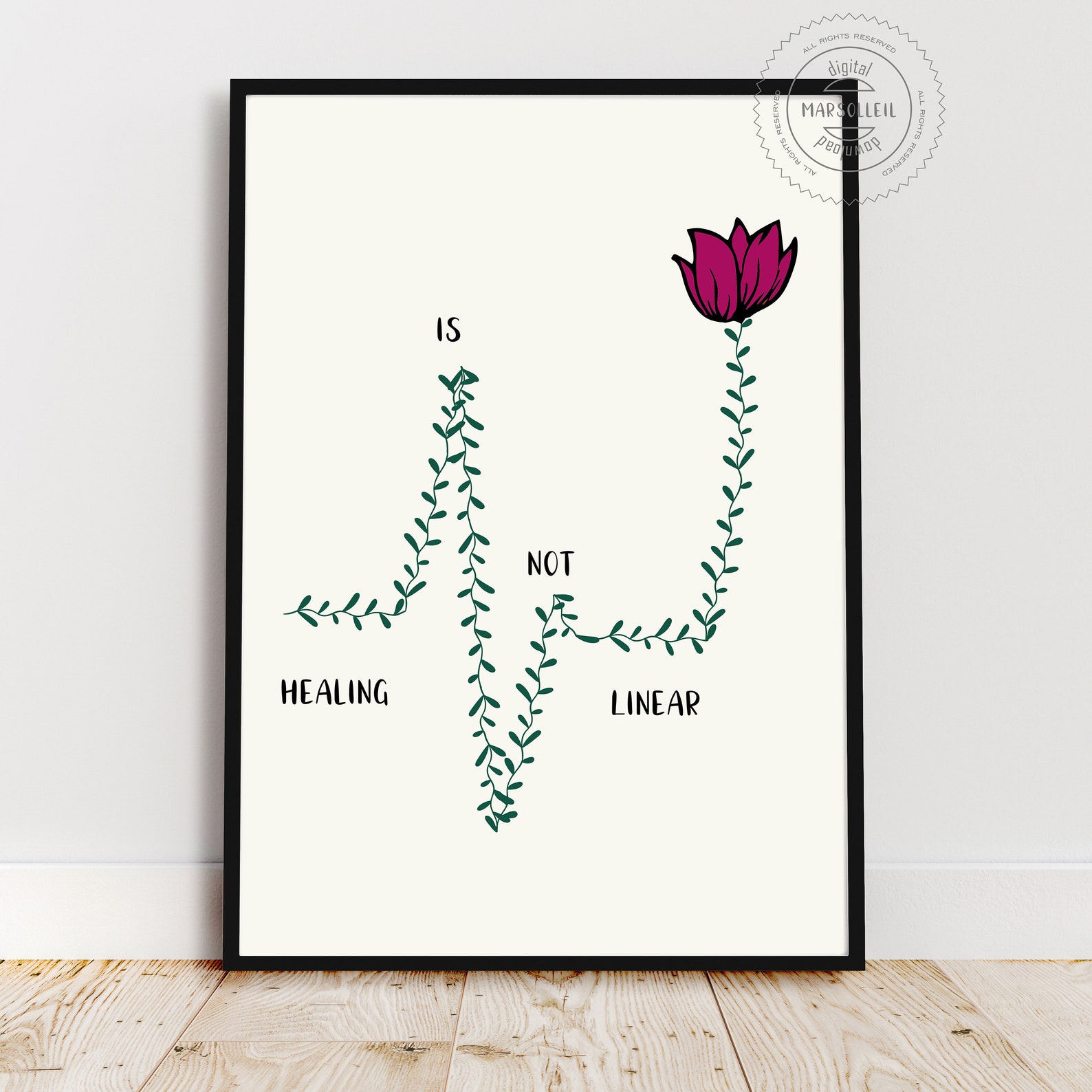 Healing is Not Linear Printable Wall Art Mental Health | Etsy