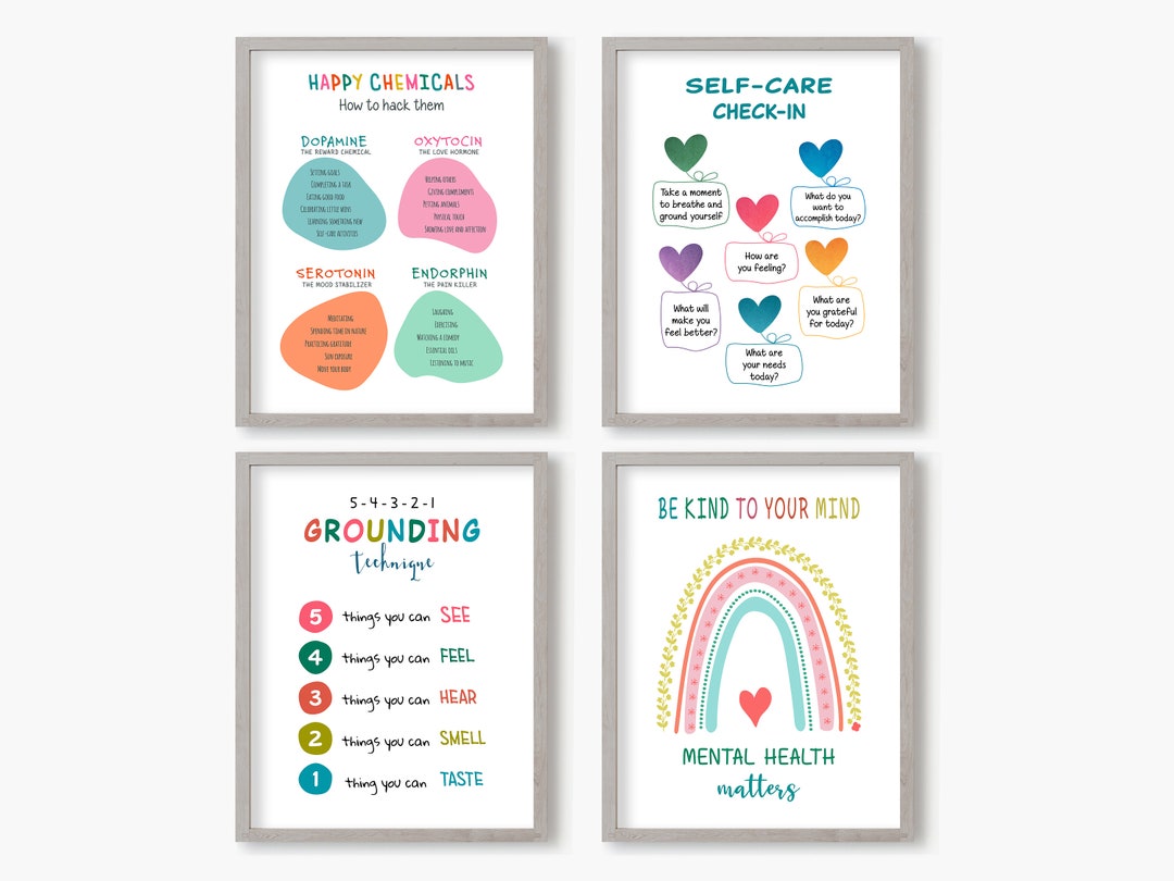 Therapy Office Decor, Set of 4 Posters, Mental Health Posters ...