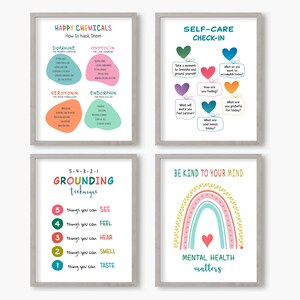 Therapy Office Decor, Set of 4 Posters, Mental Health Posters ...