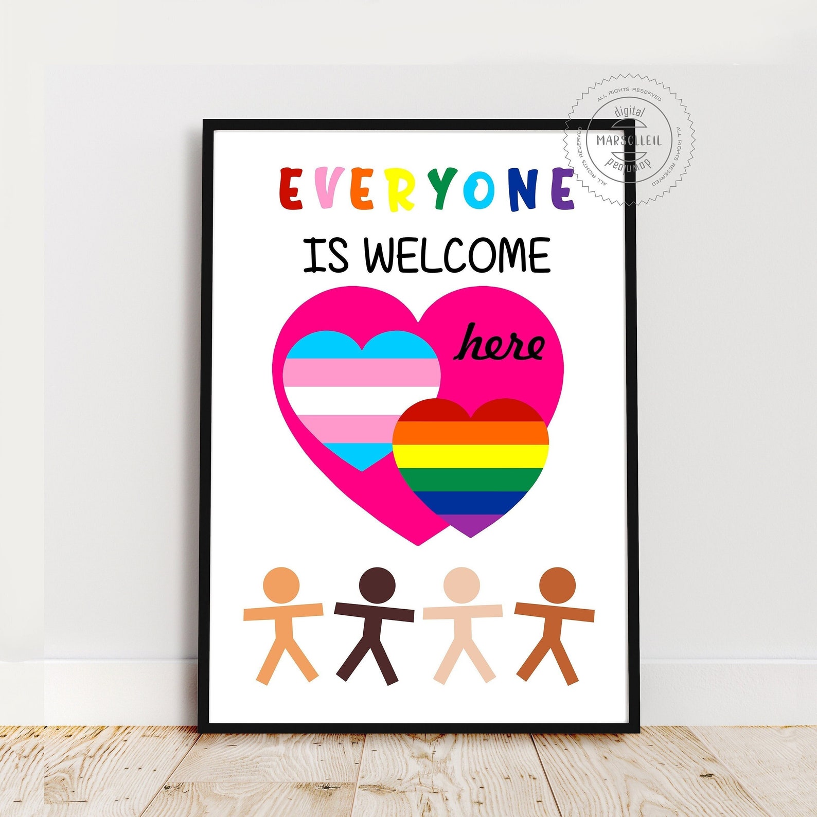 Everyone is Welcome Here Poster Classroom Decor Diversity - Etsy