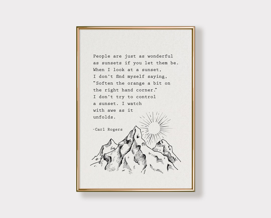 Carl Rogers Quote Printable, Mental Health Wall Art, Sunset Quote Print ...