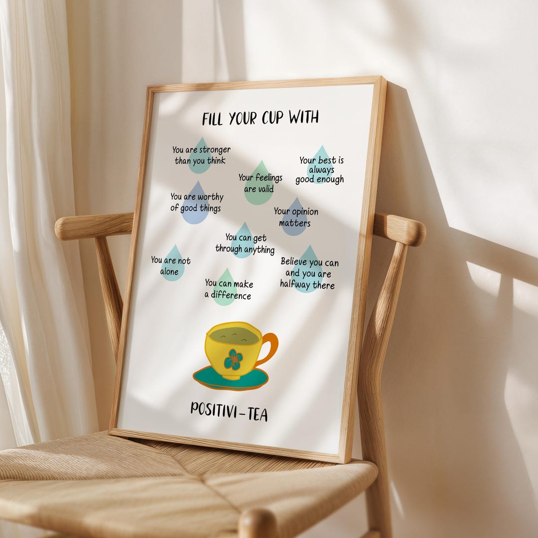 Positive Affirmations, Self Care Wall Art, Positivitea Poster, Positive ...