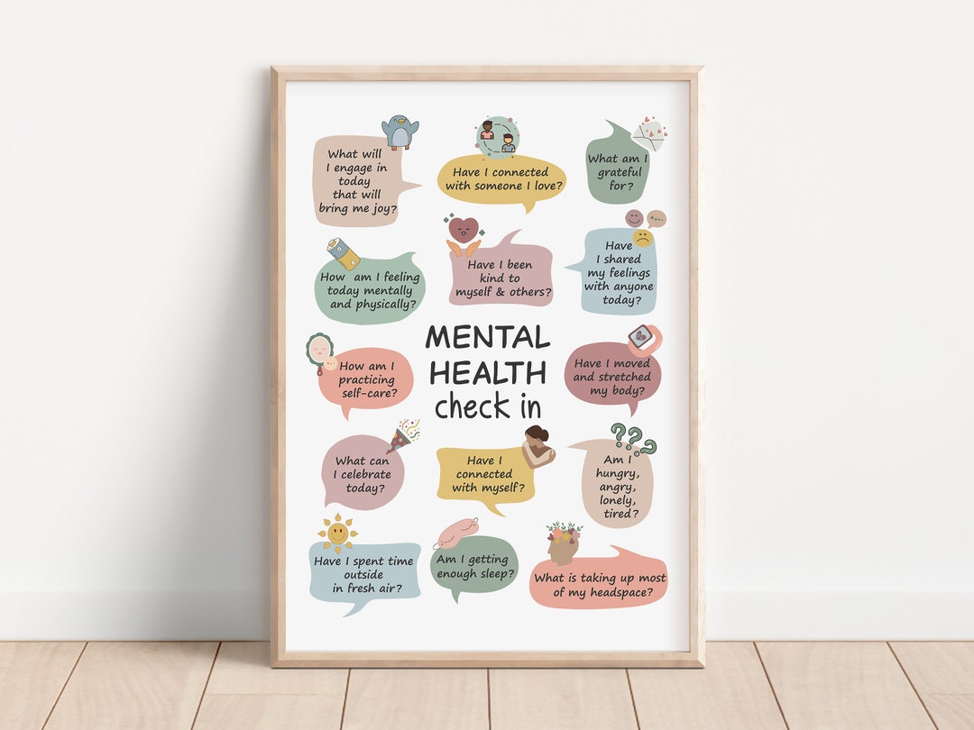 Mental Health Check in Poster, Self Love Check-in, Daily Checklist ...