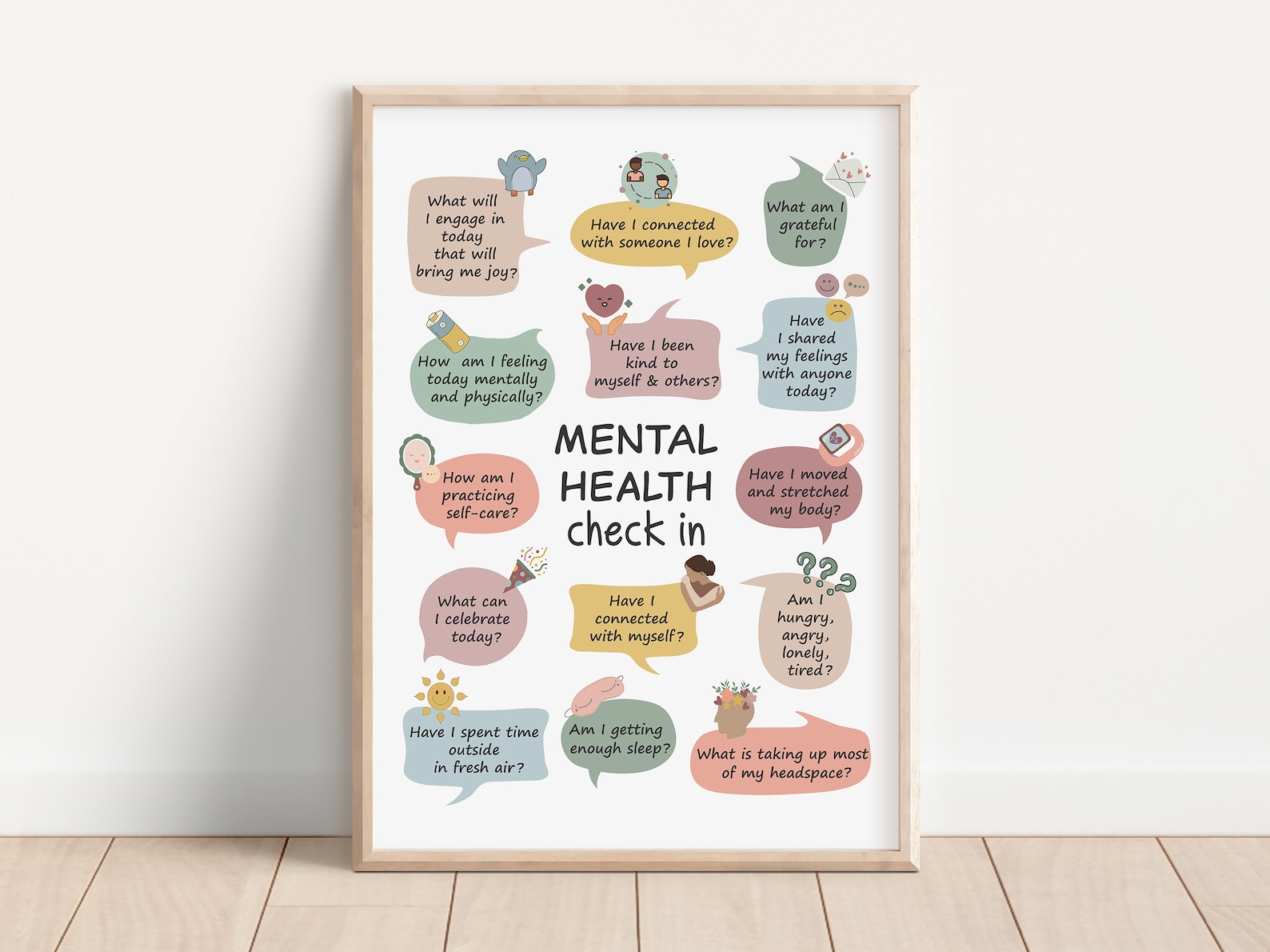 Mental Health Check in Poster, Self Love Check-in, Daily Checklist ...