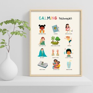 Calming Techniques and Feelings Posters, Set of Playroom Prints ...