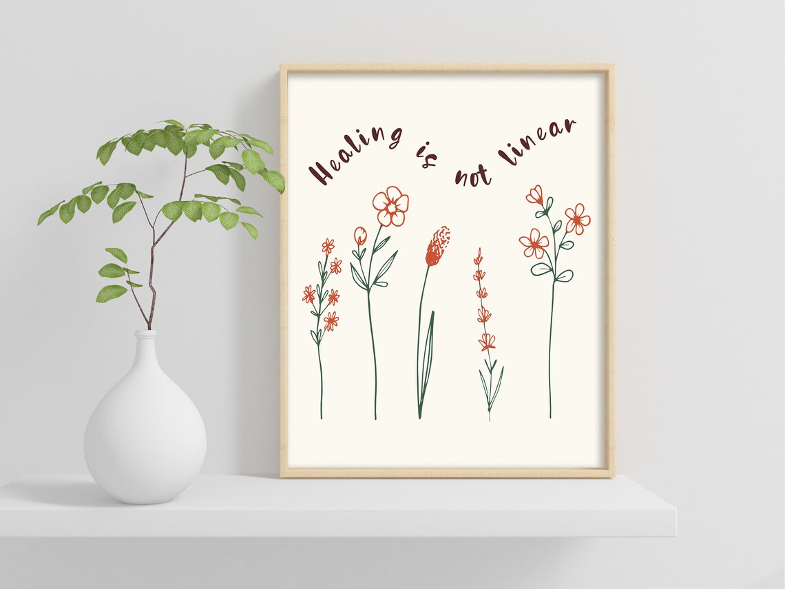 Healing is Not Linear Poster Mental Health Digital Print - Etsy