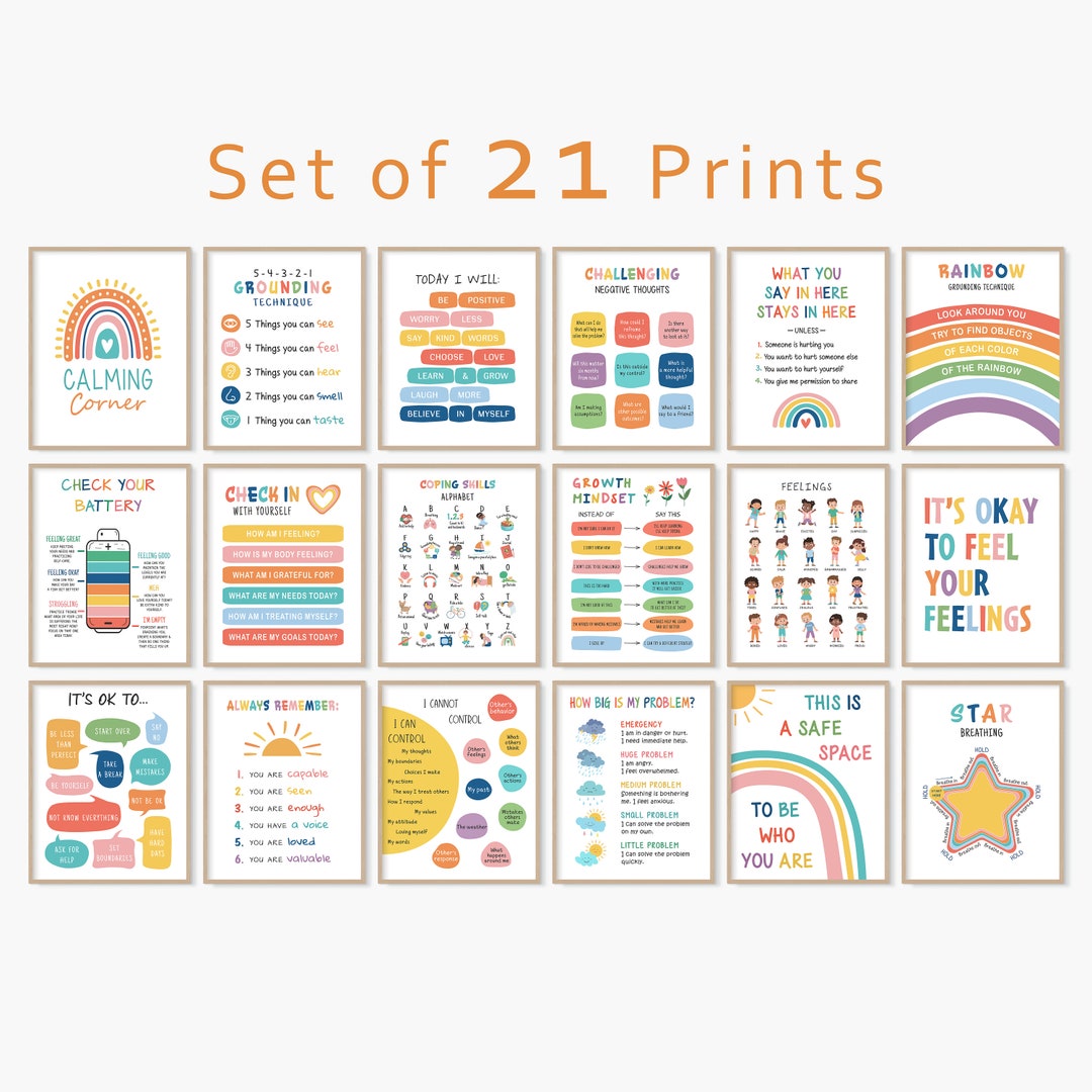 21 Mental Health Posters, Psychology Prints for Kids, Zones of ...