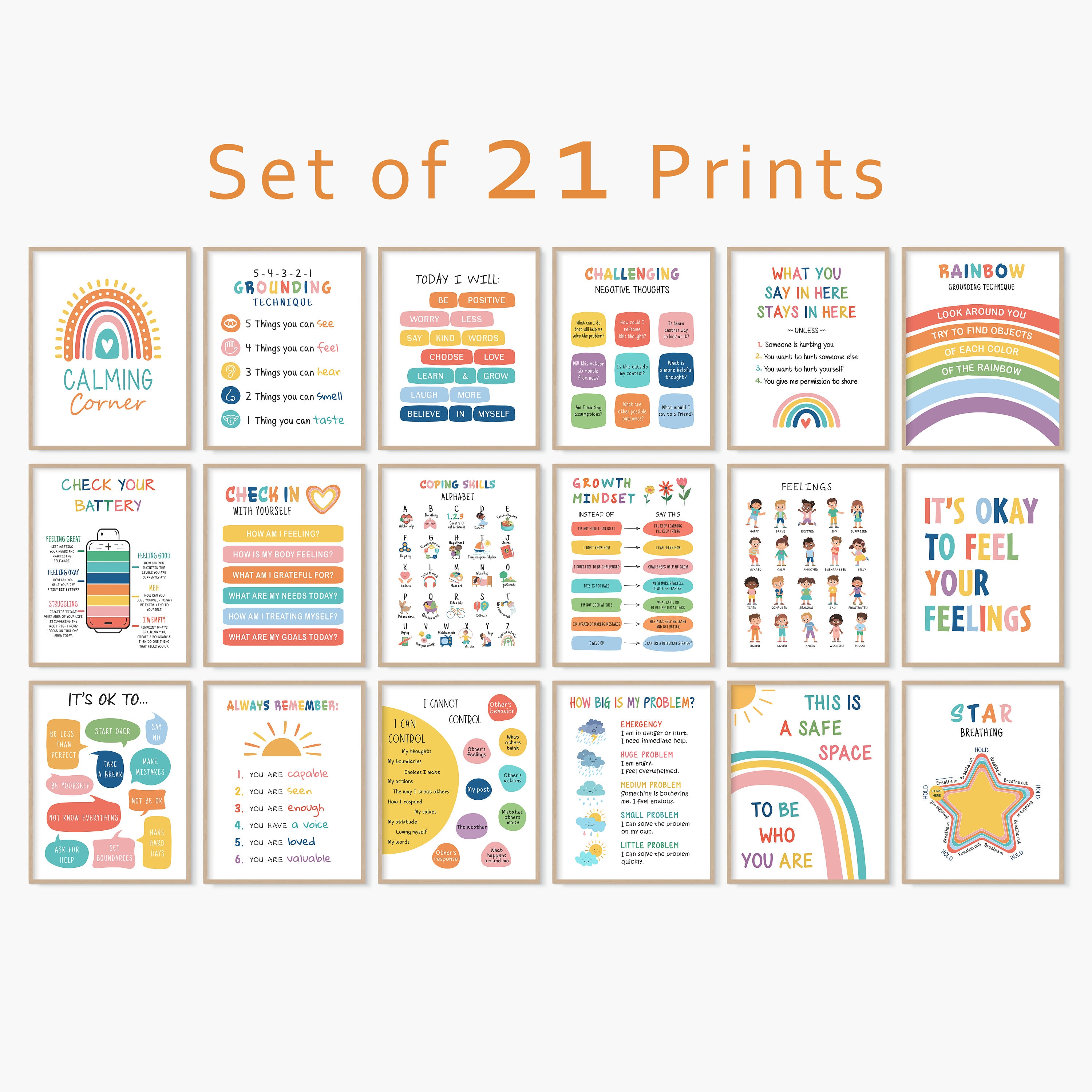 21 Mental Health Posters, Psychology Prints for Kids, Zones of ...