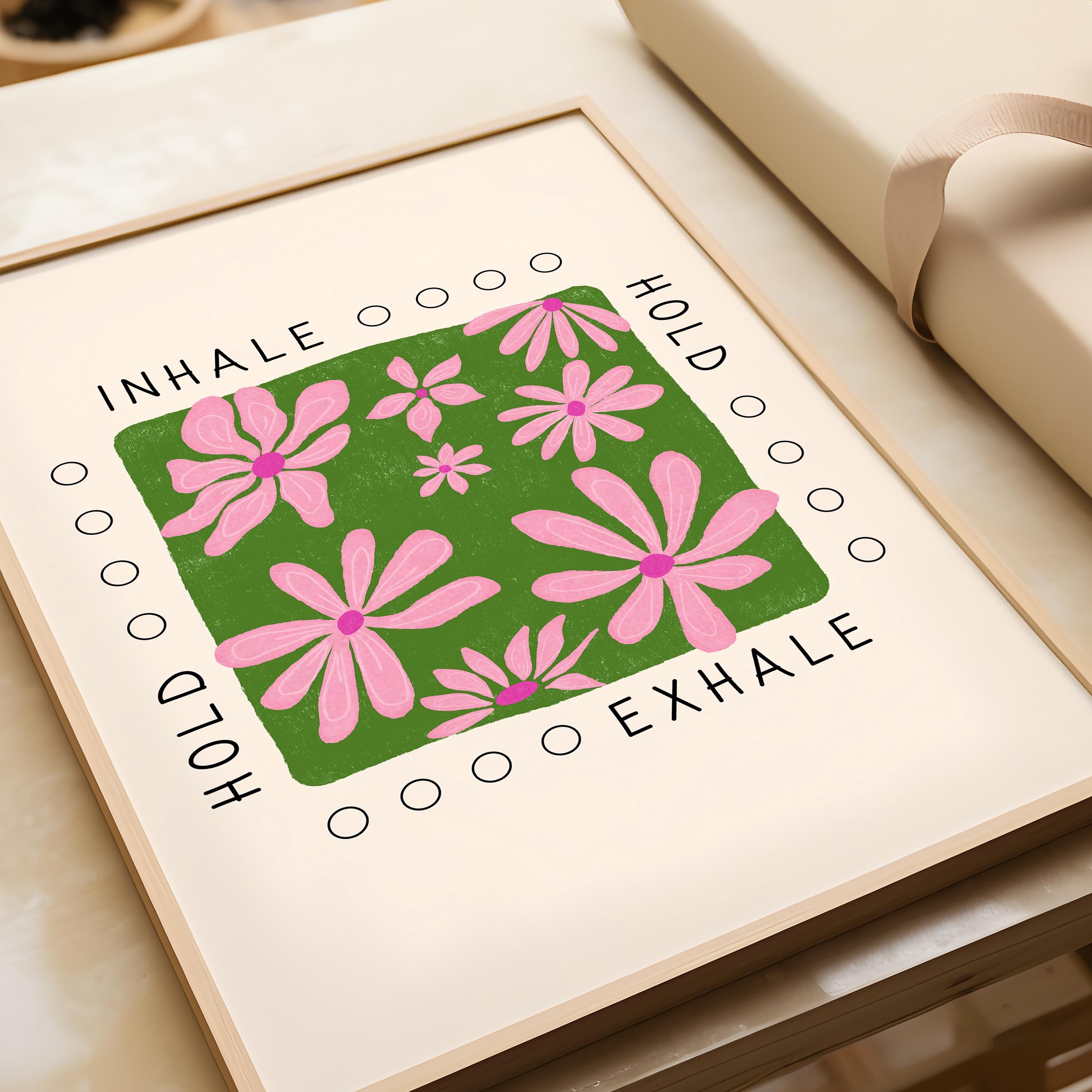 Mindful Breathing, Inhale Exhale Print, Therapy Office Decor, Box ...
