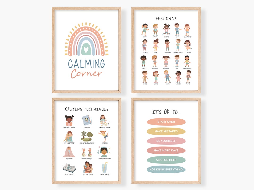 Calming Corner Bundle, Playroom Wall Art for Kids, Set of 4 Prints Plus ...